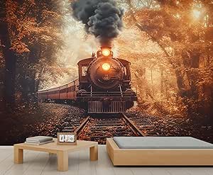 XBITUE Antique Train Wall Mural, Old Engine Train Mural, Vintage ...