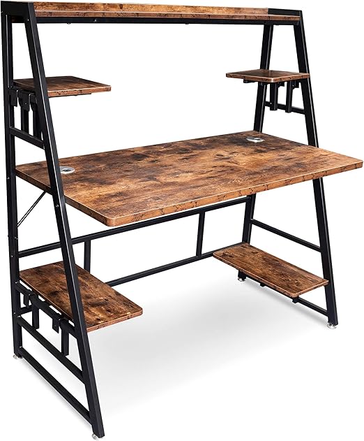 Amazon.com: Lavievert 47 inch Computer Desk with 4 Storage Shelves ...