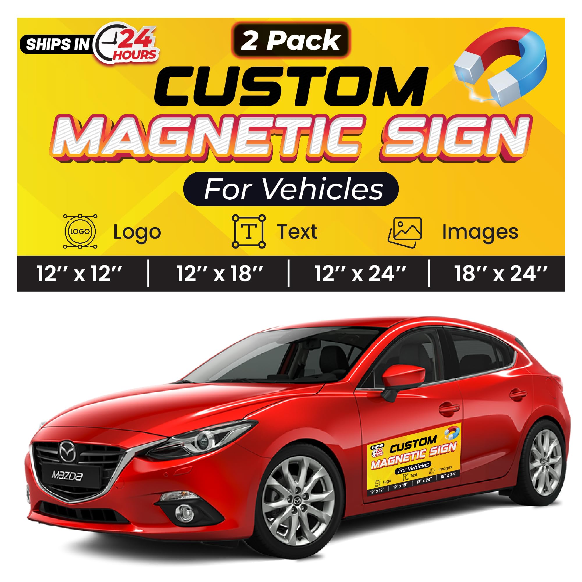 Amazon.com: Personalized Magnetic Signs for Vehicles 2 Pack - 12”x18 ...