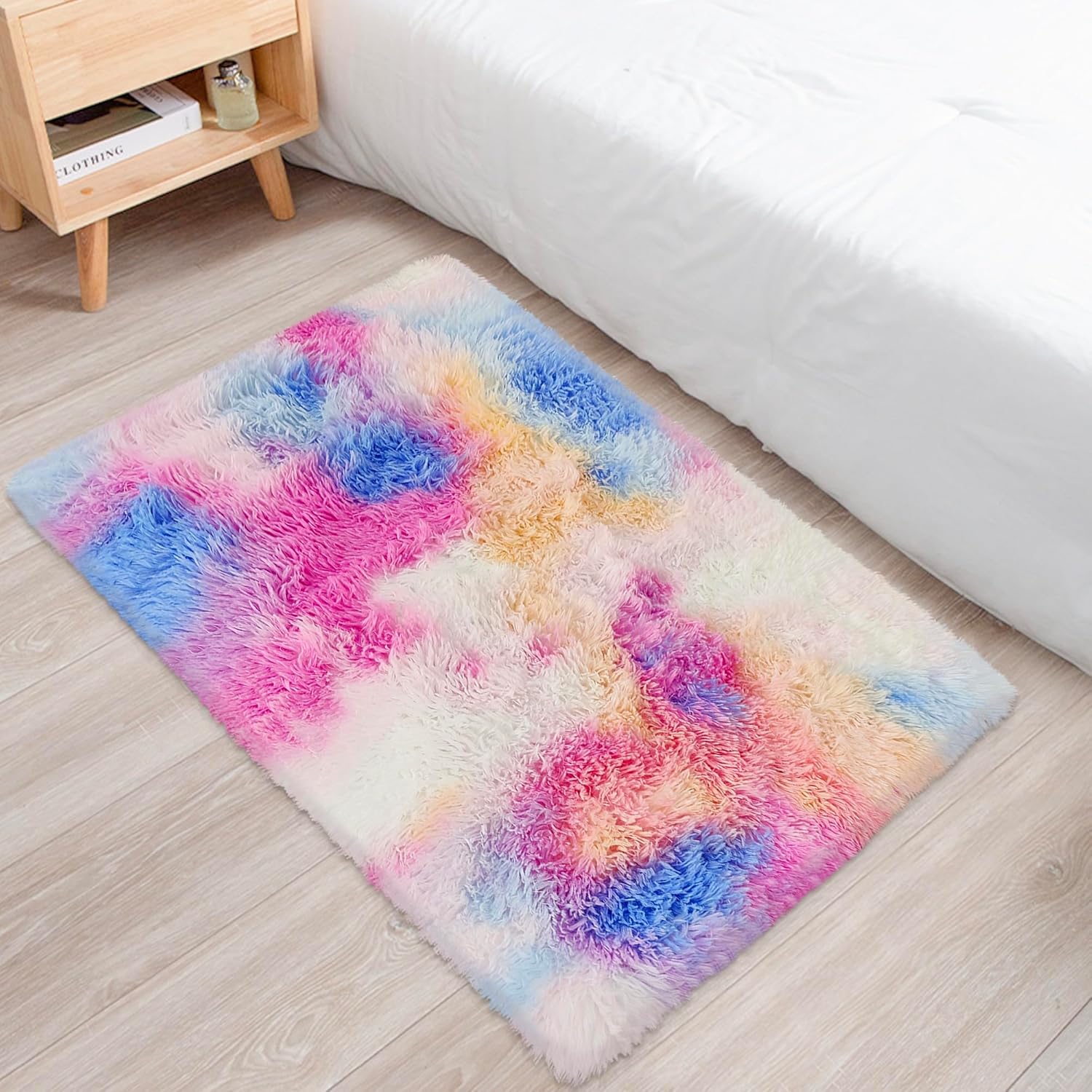 JiaoBaba Small Fluffy Colorful Rug for Bedroom Girls 2x3 Mini Kawaii ...