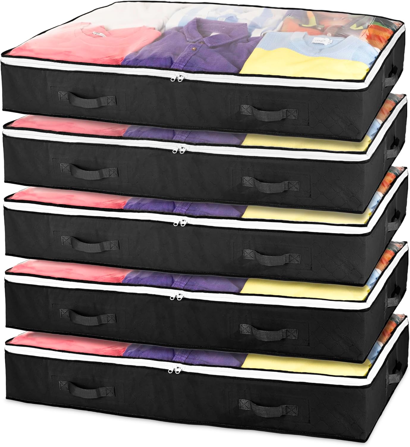 Stackzy Flat Clothes Underbed Storage Bags – Sturdy Fabric Storage ...