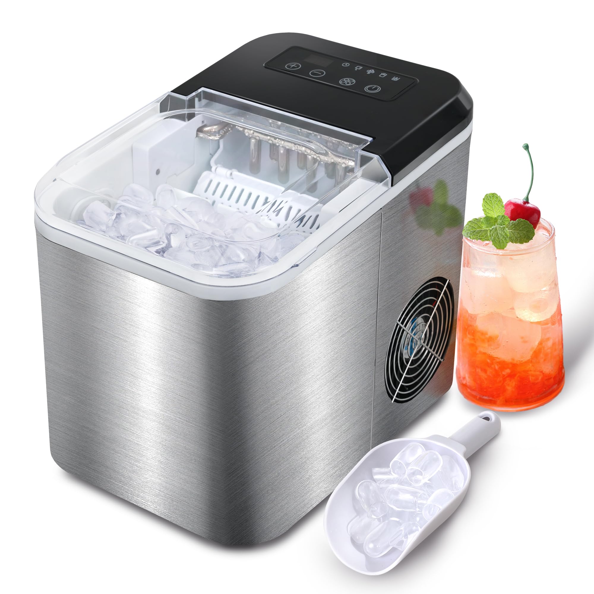 Amazon.com: Greatrue Countertop Ice Maker, 9 pcs/6 mins, 2 Sizes, 33 ...