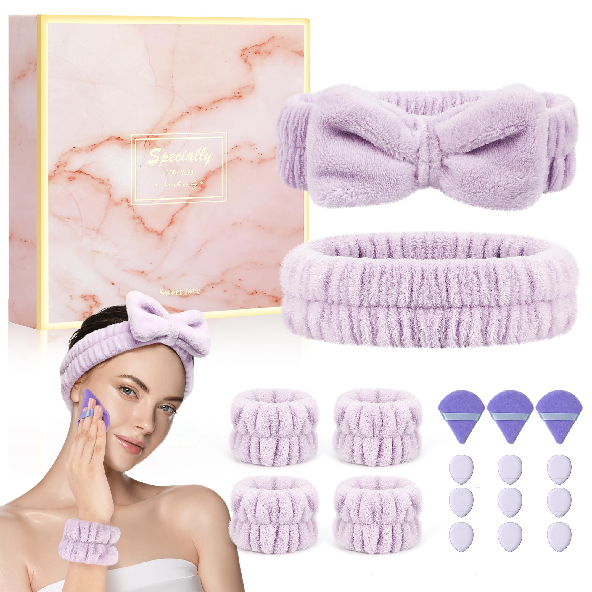 Amazon.com : Crosize Headbands and Wristbands Set for Washing Face, Spa ...