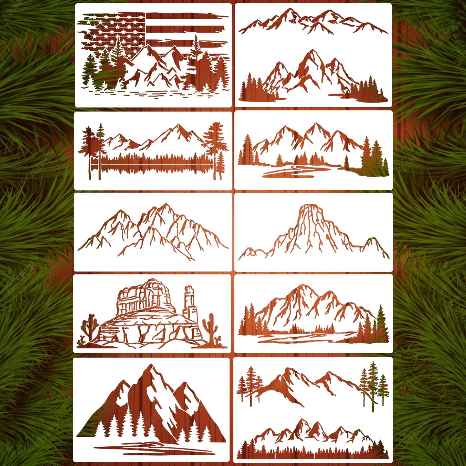 Amazon.com: Mountain Stencils for Painting 12” Forest Tree Stencil Wood ...