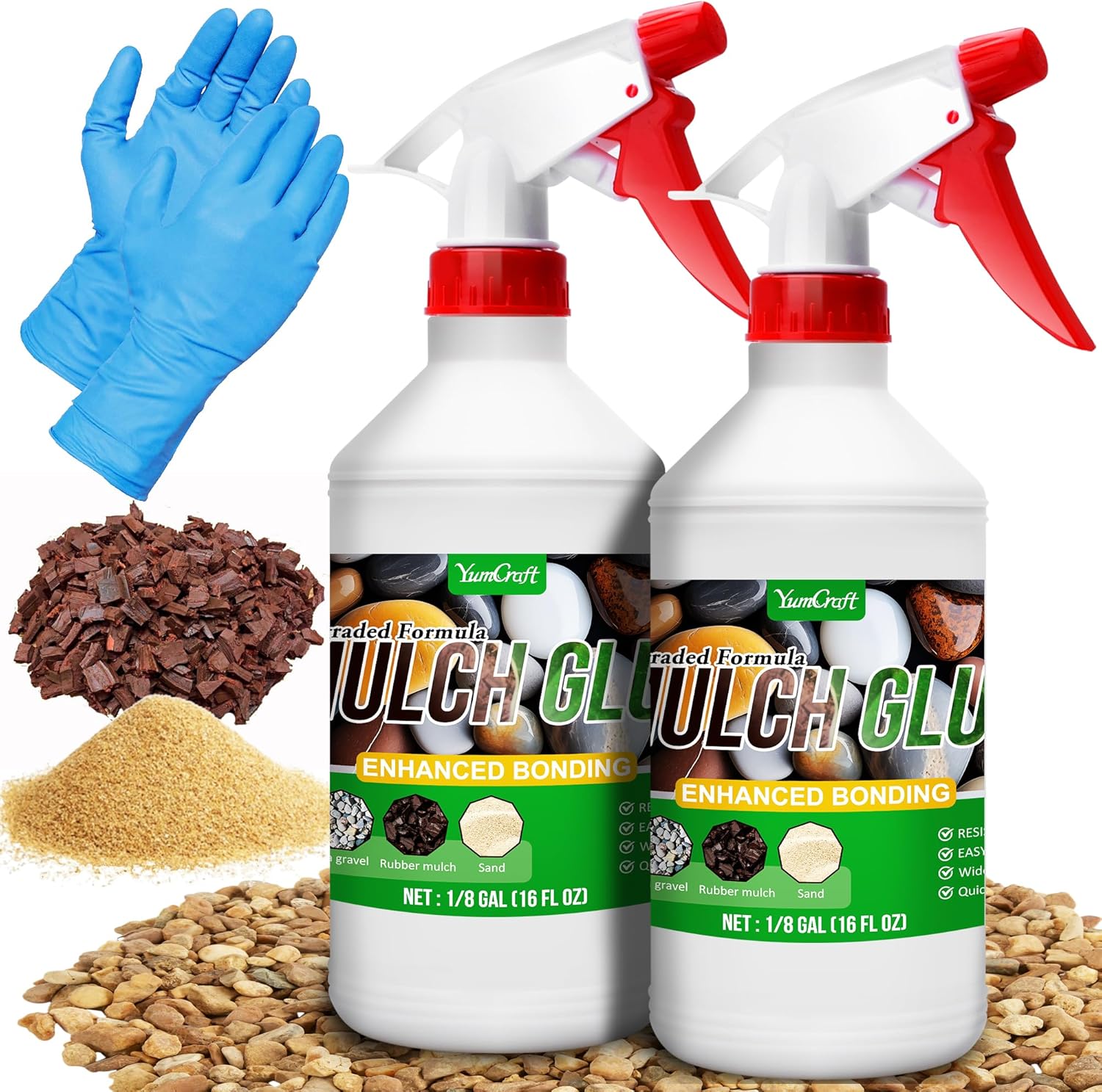 Mulch Glue - 32oz Adhesive Pea Gravel Binder for Landscaping, Garden ...