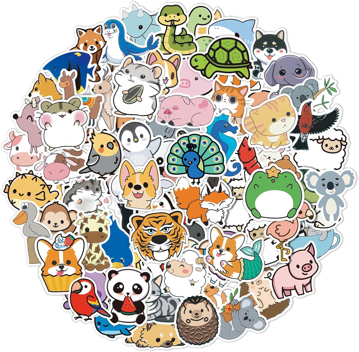 Amazon.com: 100 PCS of Cute Animal Stickers for Kids, Waterproof Vinyl ...