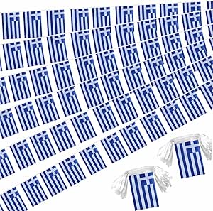 Amazon.com: Fisottey 2 Pack Greece Flags Pennant Banner Greek Small ...