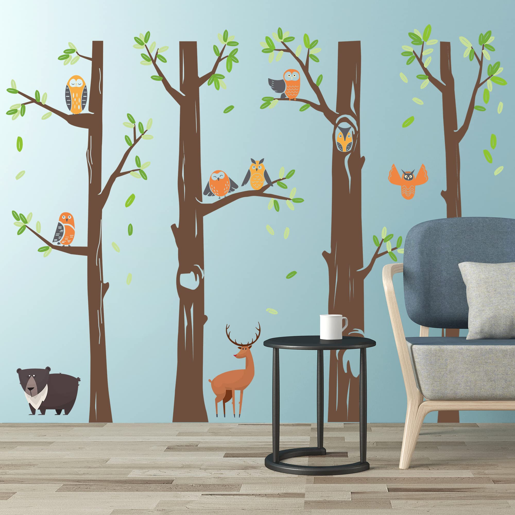 Amazon.com: 6 PCS Brown Trunk Wall Sticker Jungle Tree and Animals Wall ...