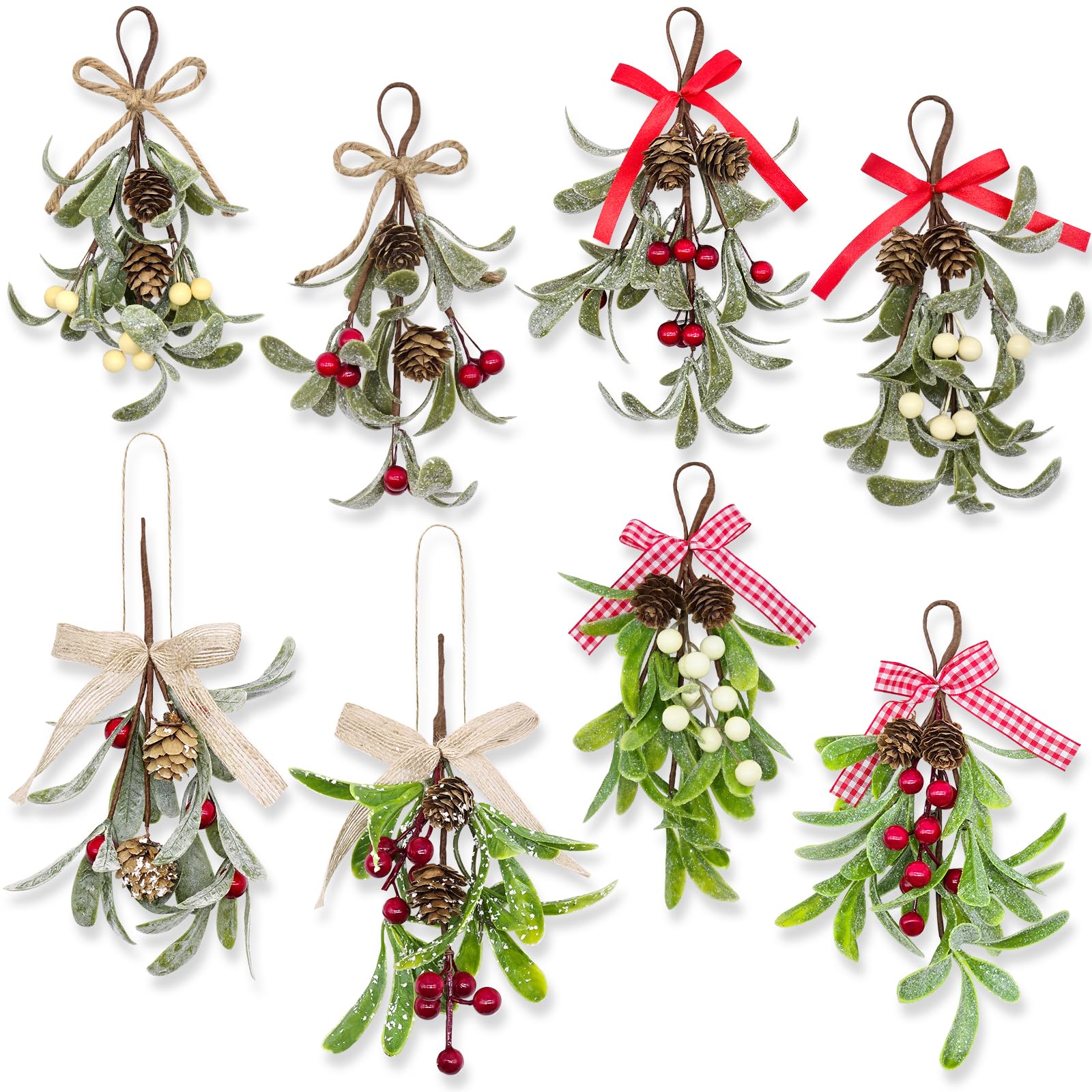 Amazon.com: 8 Pcs Christmas Mistletoe Decor, Artificial Mistletoe ...