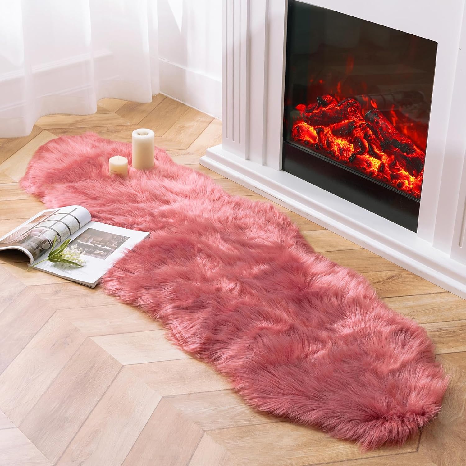 Amazon.com: Ashler Faux Fur Rug, Fluffy Shaggy Area Rug Ultra Soft 2 x ...