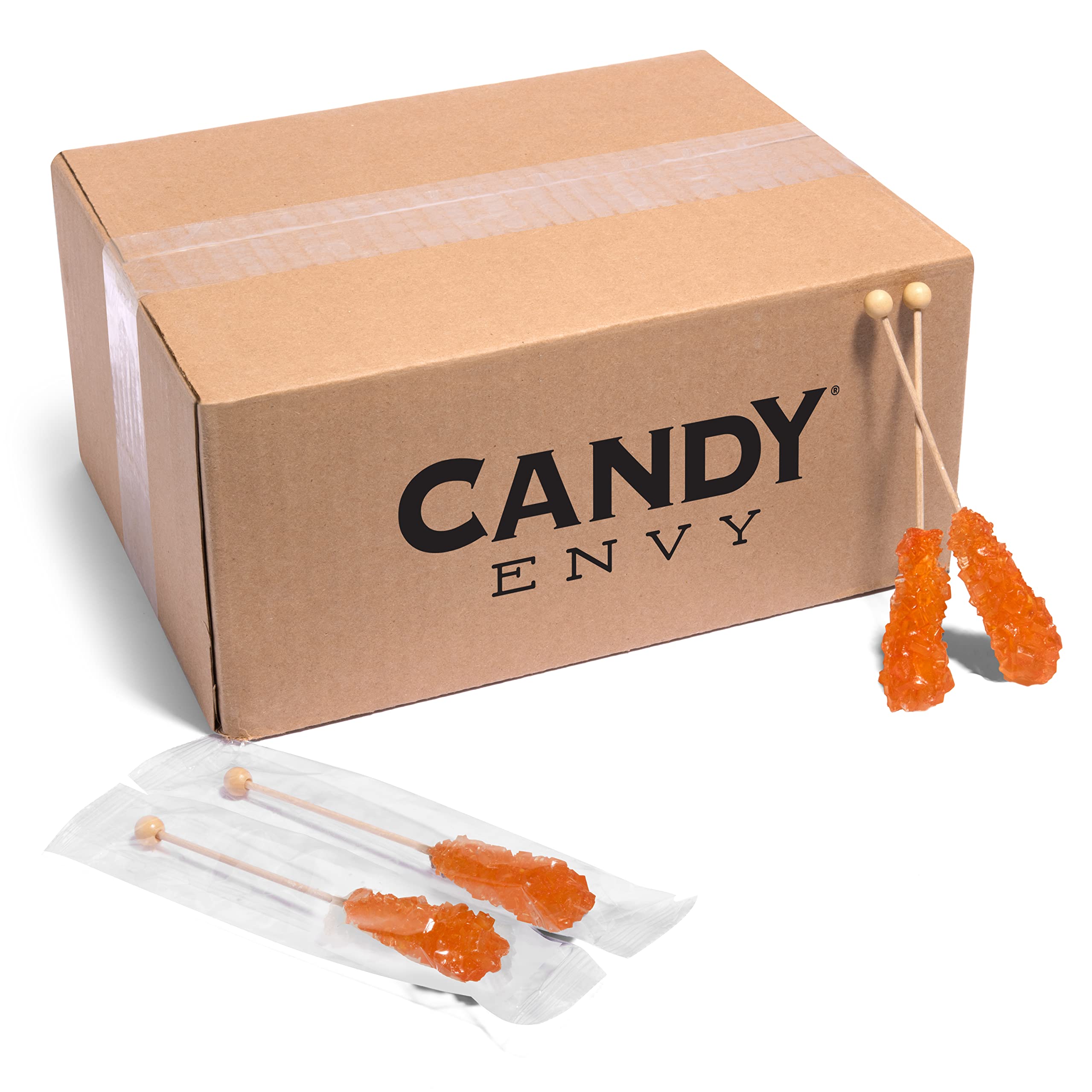 Amazon.com : Candy Envy -100 ct Orange Cafe Sugar Sticks Rock Candy ...