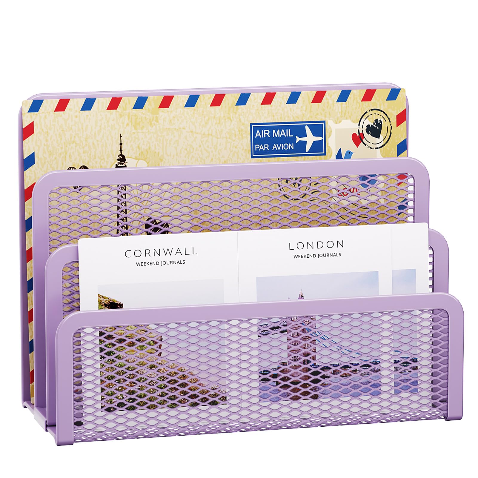 Amazon.com : Marbrasse Mail Organizer for Desk, 3-Slot Mesh Metal Mail ...