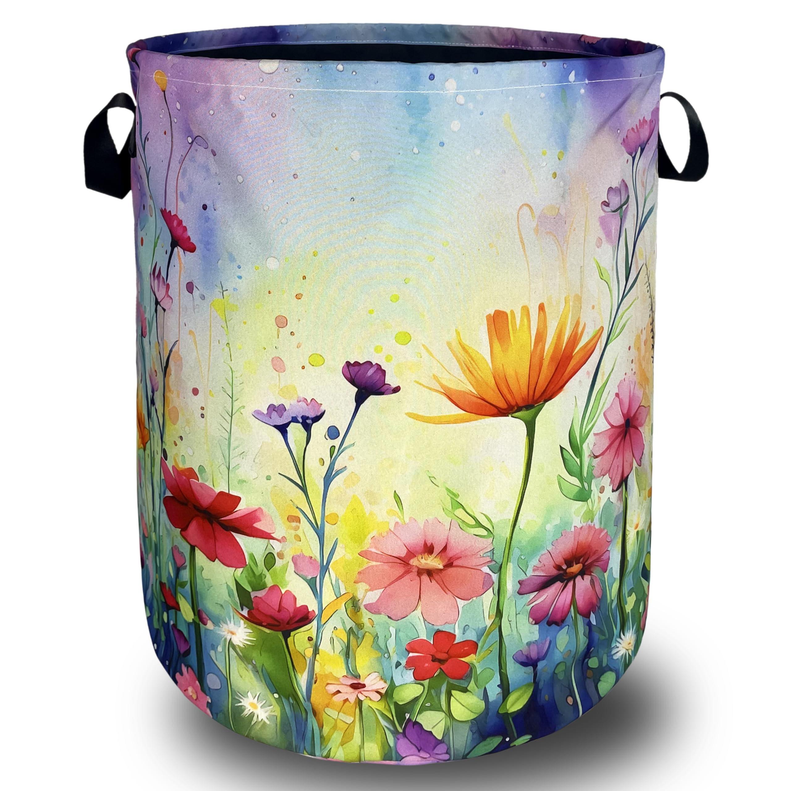 Amazon.com: Watercolor Flowers Laundry Basket Wildflower Foldable Funny ...