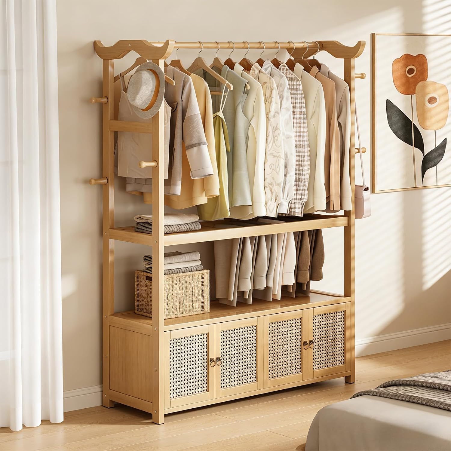 KINTOP Closet armables para ropa, Rack para ropa de Madera, Equipado ...