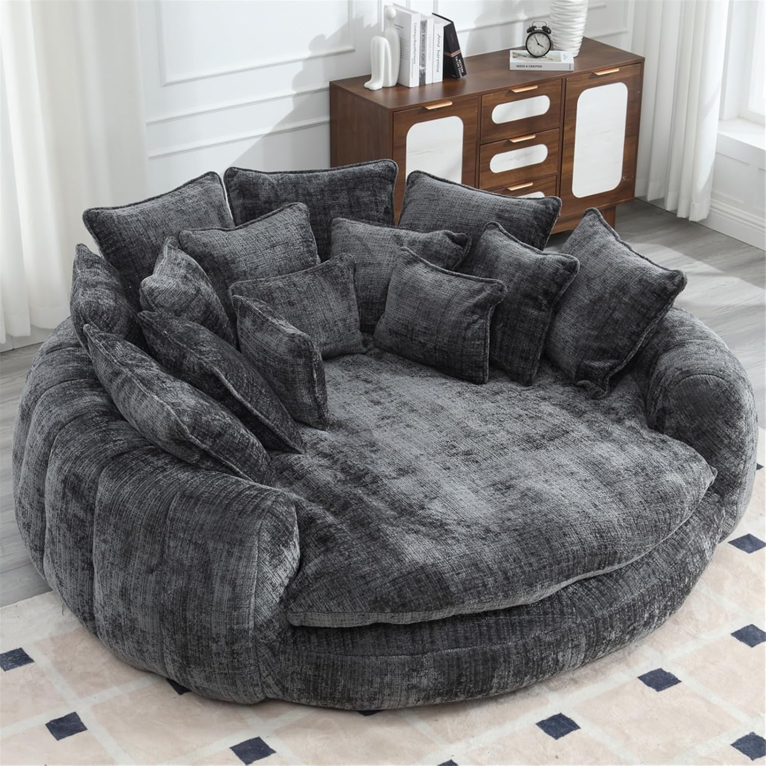 Amazon.com: Oversized Round Chaise Lounge Chair, 81.1in Extra Wide ...