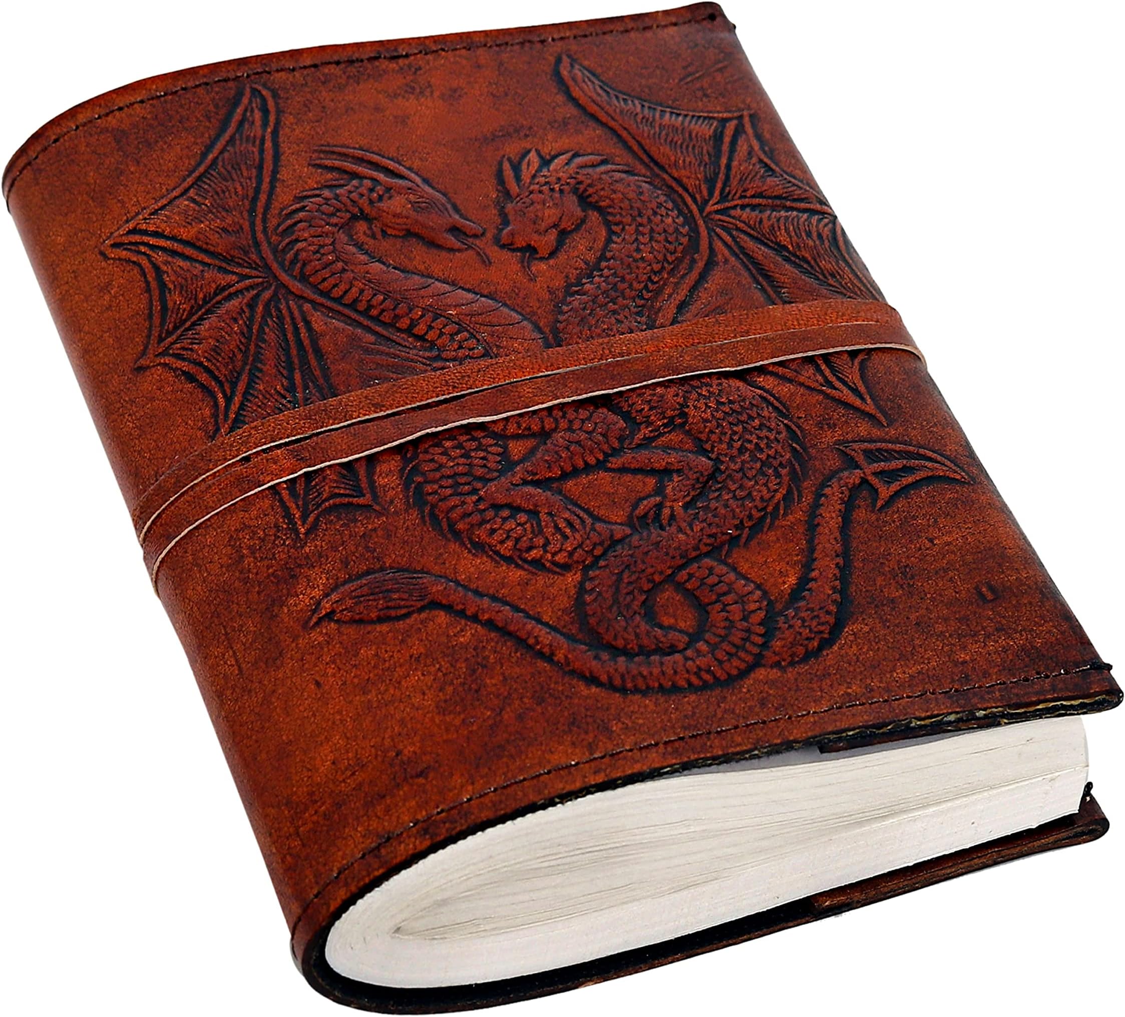 Amazon.com : Handmade Leather Double Dragon Journal/Writing Notebook ...