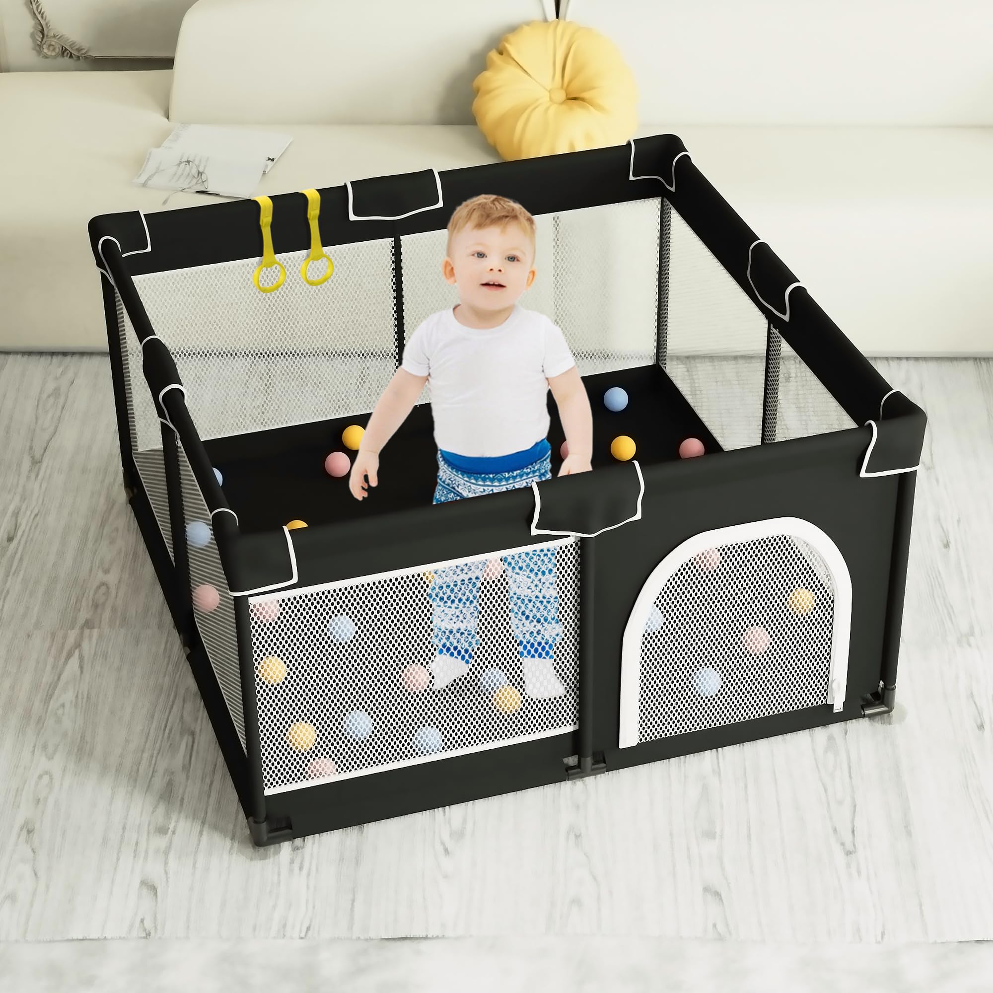 Amazon.com : Grobeybees Playpen for Babies and Toddlers, Large Baby ...