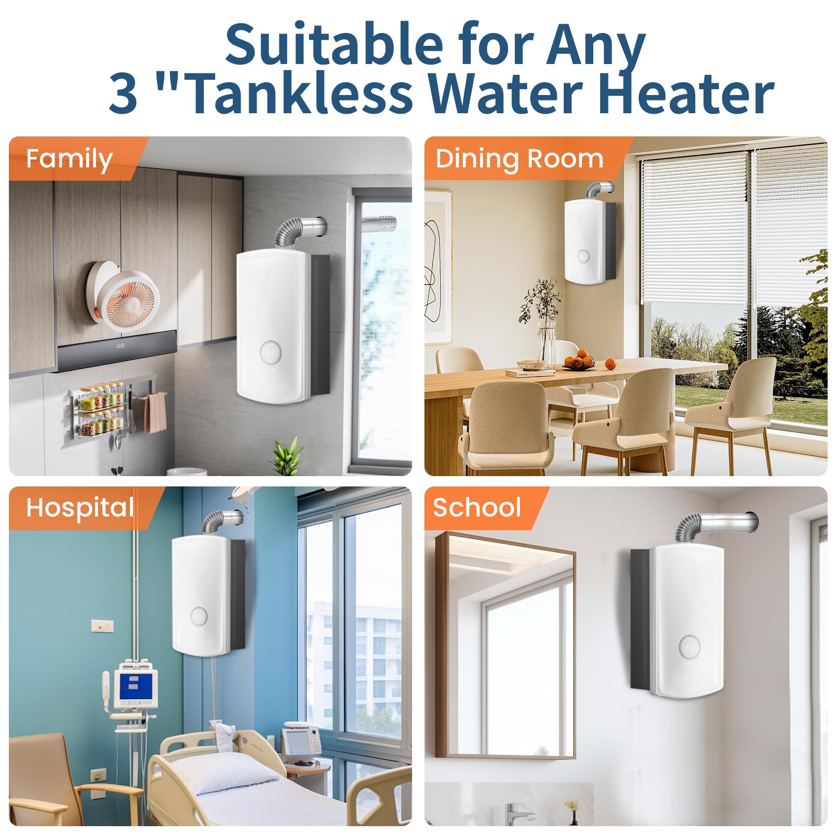 Snapklik.com : Thickens 3" Water Heater Vent Pipe Kit, Direct Vent Kit ...