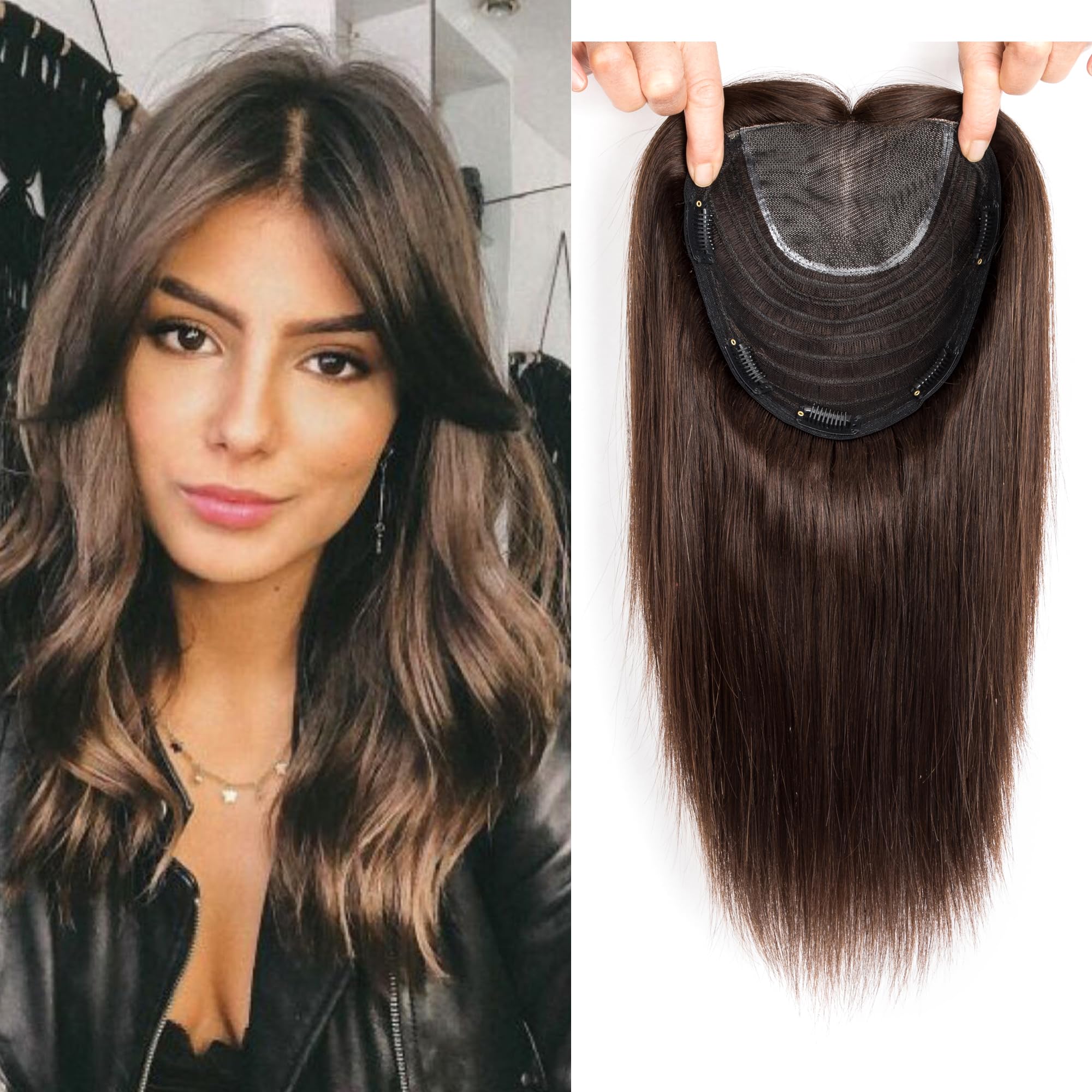 Amazon.com : Lovenea Human Hair Toppers for Women 18 * 20 cm Large Area ...