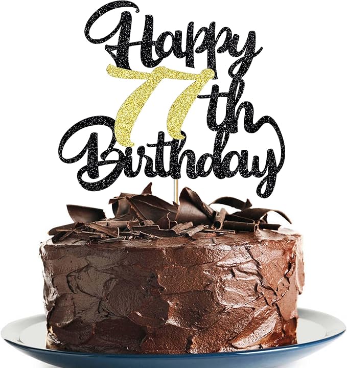 Amazon.com: Klionjor 77th Happy Birthday Cake Topper and Decoration ...