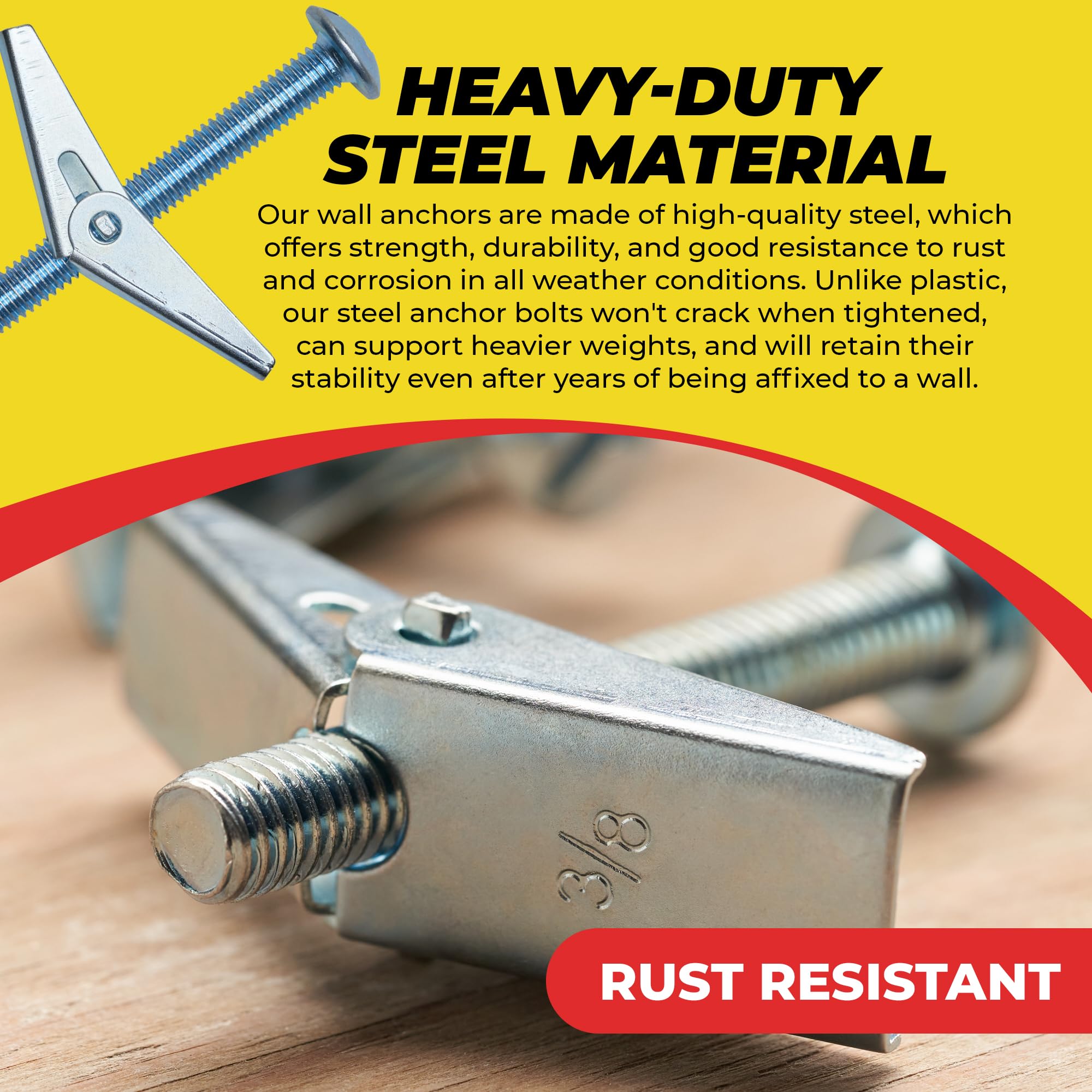 Snapklik.com : QUALIHOME Spring Toggle Bolt Anchors - Heavy Duty Wall ...