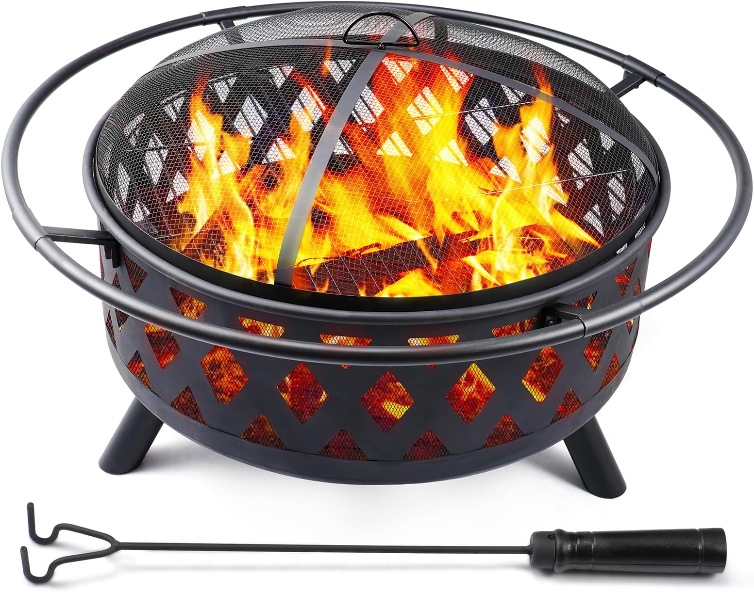 Camping Fire Pit 35" Octagonal Wood Burning Fire Pit - Heavy Duty Steel ...