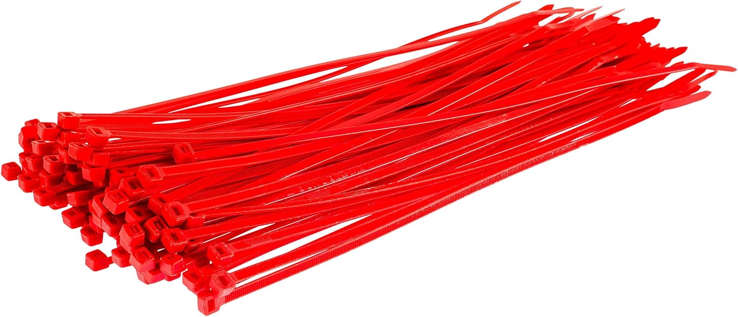 Amazon.com: GTSE 14 Inch Red Heavy Duty Zip Ties, 100 Pack, 120lb Strength, UV Resistant Nylon ...