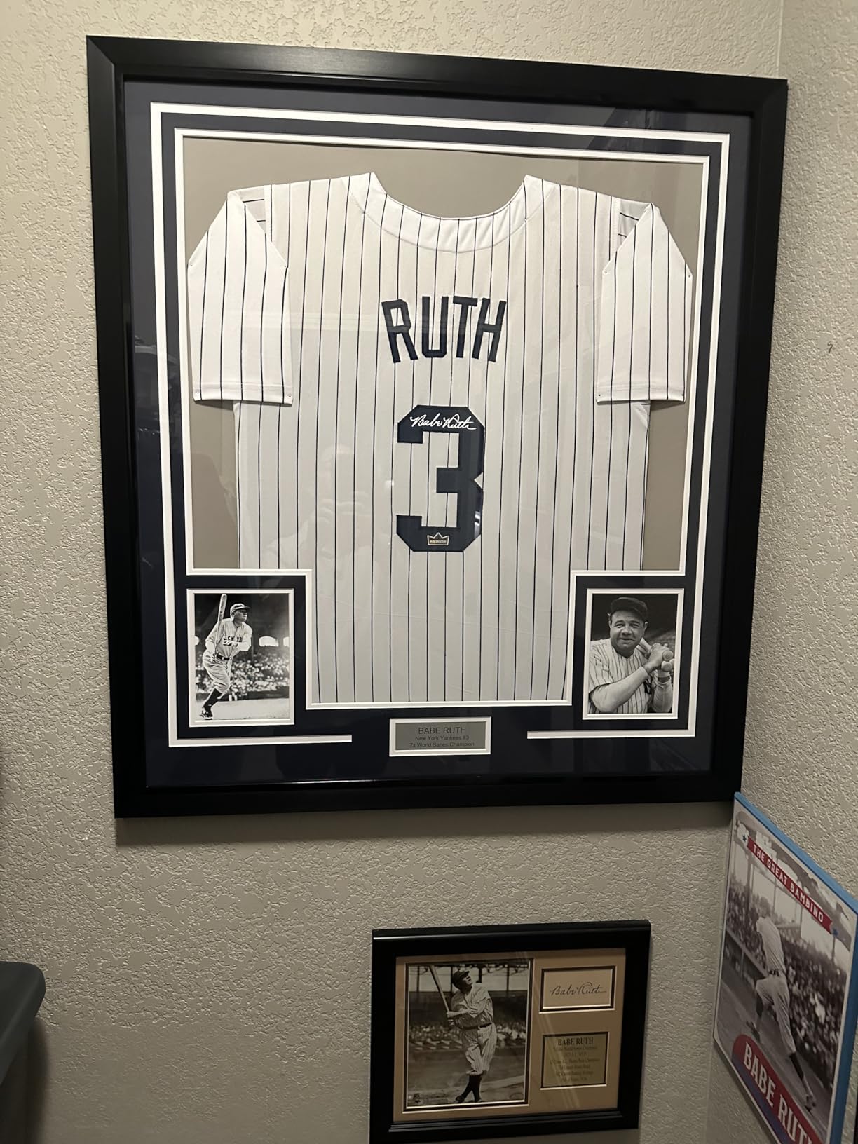 Framed Facsimile Autographed Babe Ruth 33x42 New York Pinstripe Reprint ...