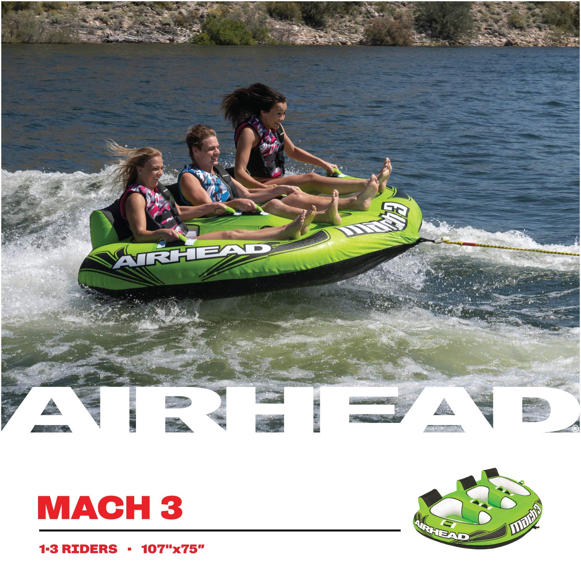 Airhead Mach | Towable Tube for Boating - 1, 2, and 3 Rider Sizes