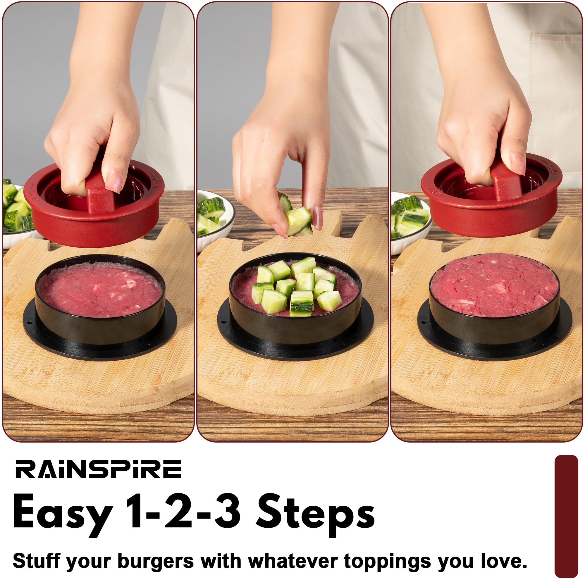Snapklik.com : Hamburger Press Patty Maker, 3 In 1 Non-Stick Burger ...