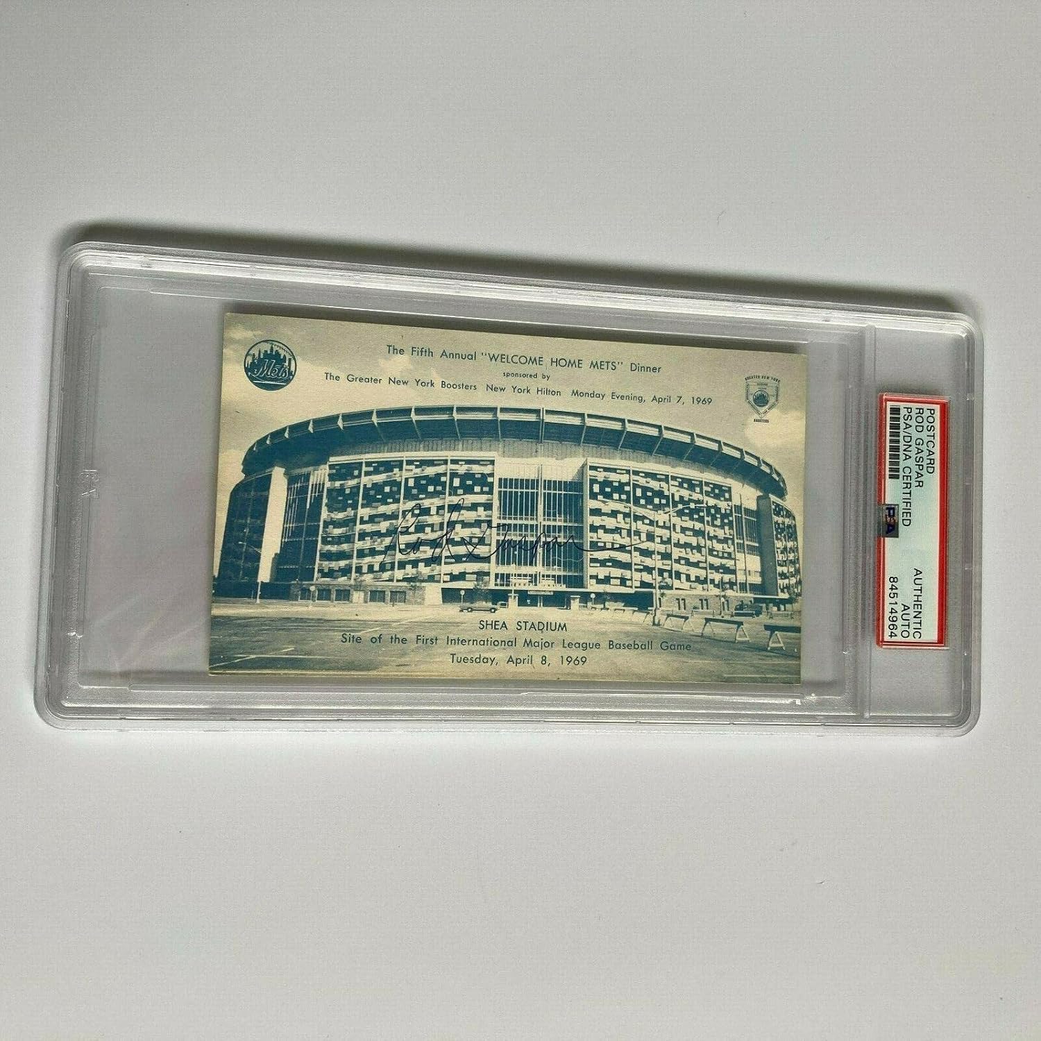 Rod Gaspar Signed 1969 New York Mets Shea Stadium Postcard PSA DNA RARE ...