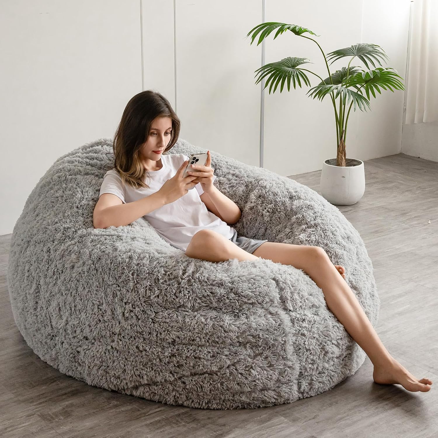 MAXYOYO Giant Bean Bag Bed - Round Bean Bag Chair - Large Sofa with ...