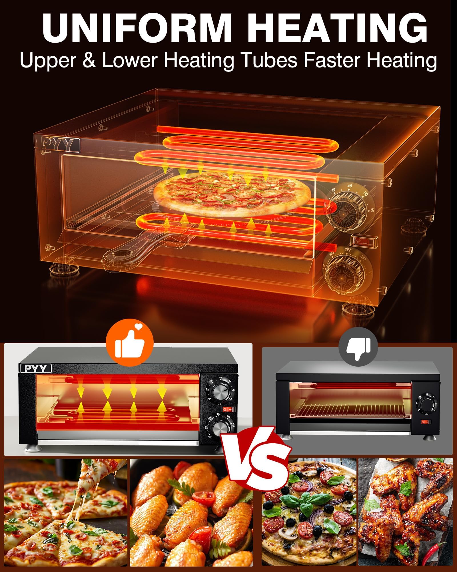 Snapklik.com : PYY Electric Pizza Oven Indoor Countertop Pizza Oven ...