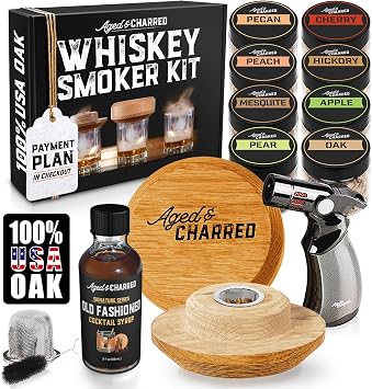 Cocktail Smoker Kit with Torch - High-End Set, USA Oak, Fine Wood Chips ...