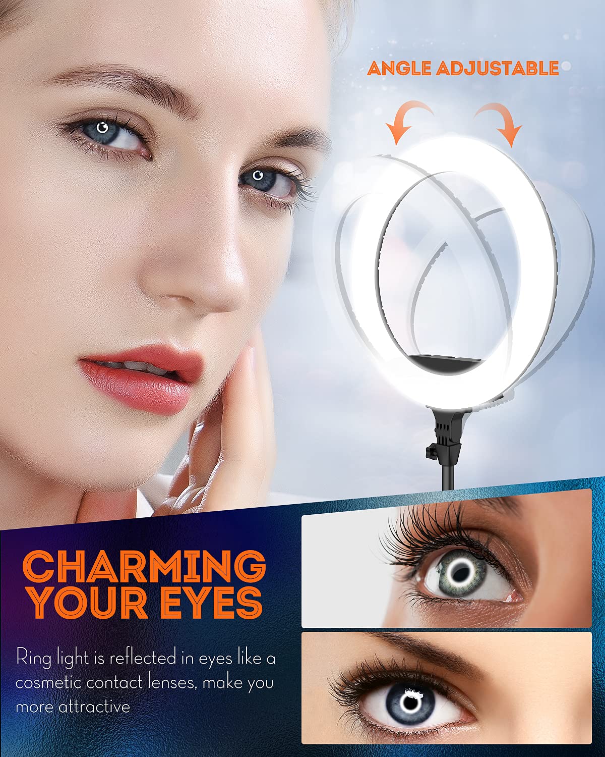 18 Inch Ring Light with Tripod Stand, Yesker LED Ringlight Color ...