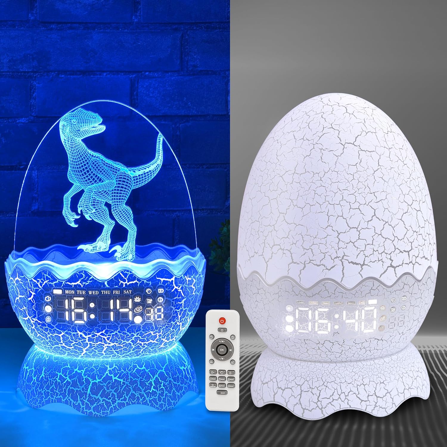 Amazon.com: NNDHYA Dinosaur Egg Kids Clock | Alarm Clock | Colors Night ...