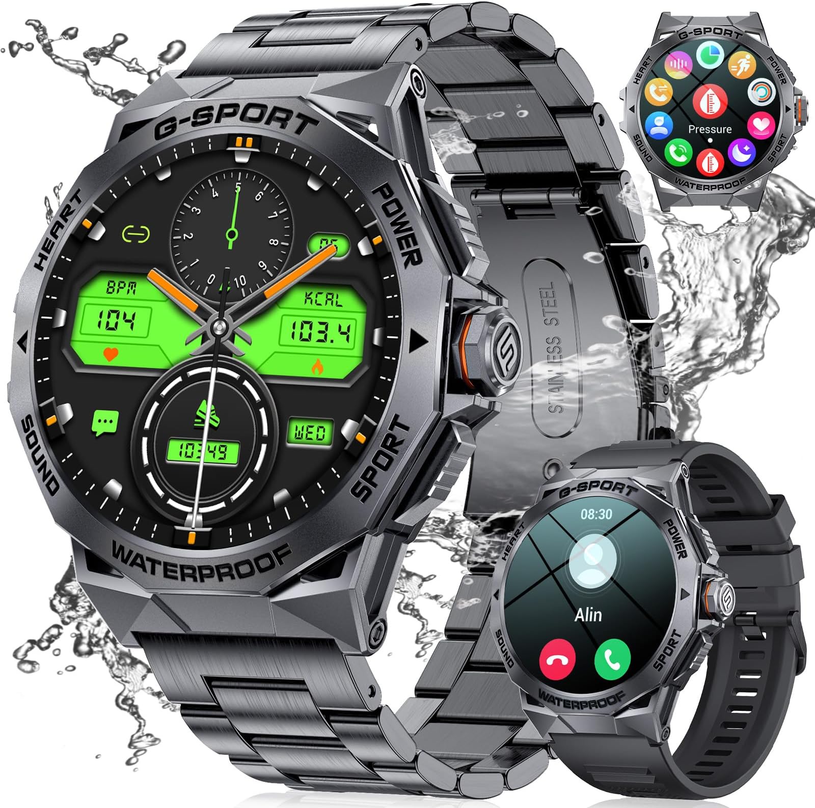 LIGE Smartwatch Herren mit Telefonfunktion mit 1,43 Zoll AMOLED Always-on Display IP68 ...