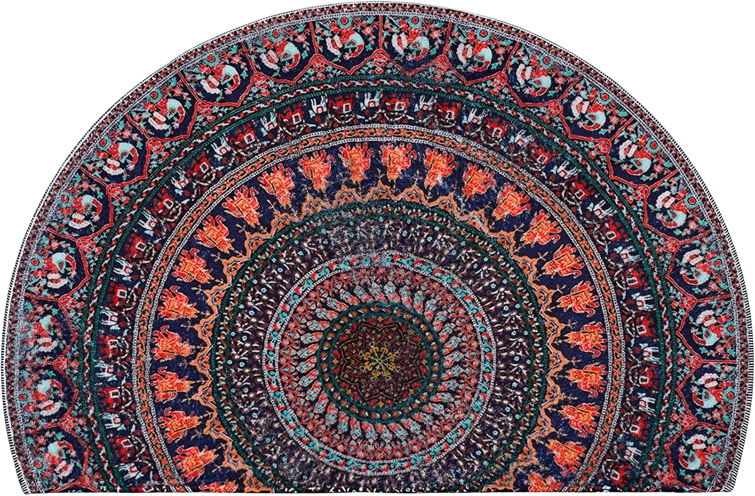 Amazon.com: Jizrecly Bohemian Half Circle Bath Mat, Boho Semi Circle ...