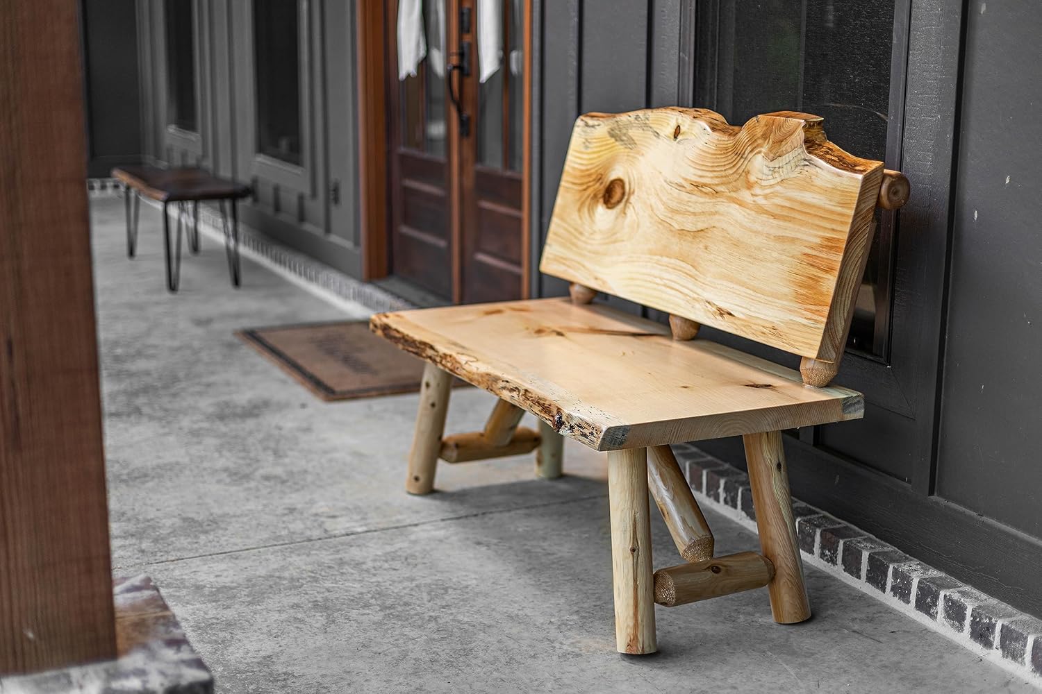 Amazon.com - Southern Rustic Logwerks Rustic Log Live Edge Wooden Bench ...