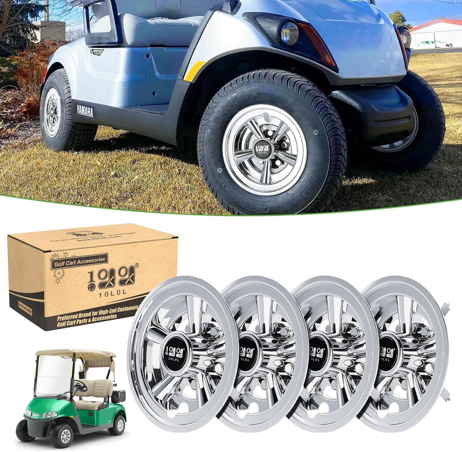 Buy 10L0L Golf Buggy Wheel Trims,Easy to Install Sturdy 8 Inch Luxury ...