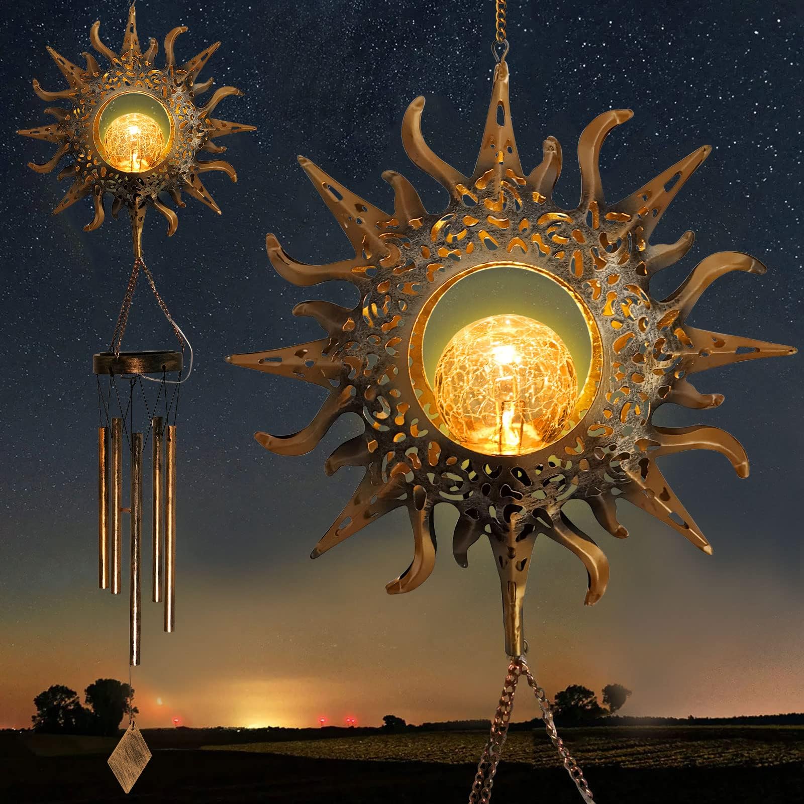 Amazon.com : Sunset Vista Designs Windchimes - Handcrafted Metal Moon ...
