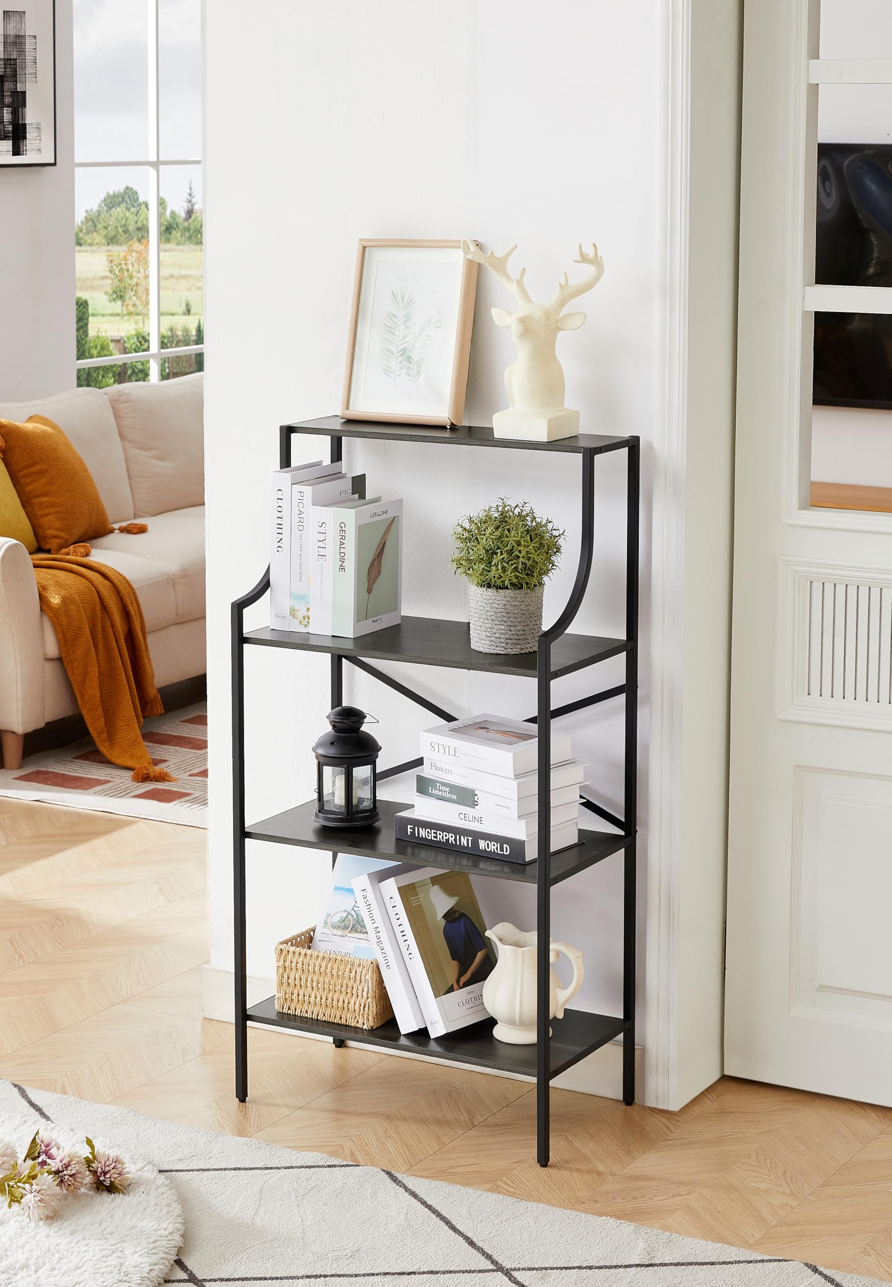 Amazon.com: Moncot 4 Tier Bookshelf, Entryway Standing Shelf Units with ...