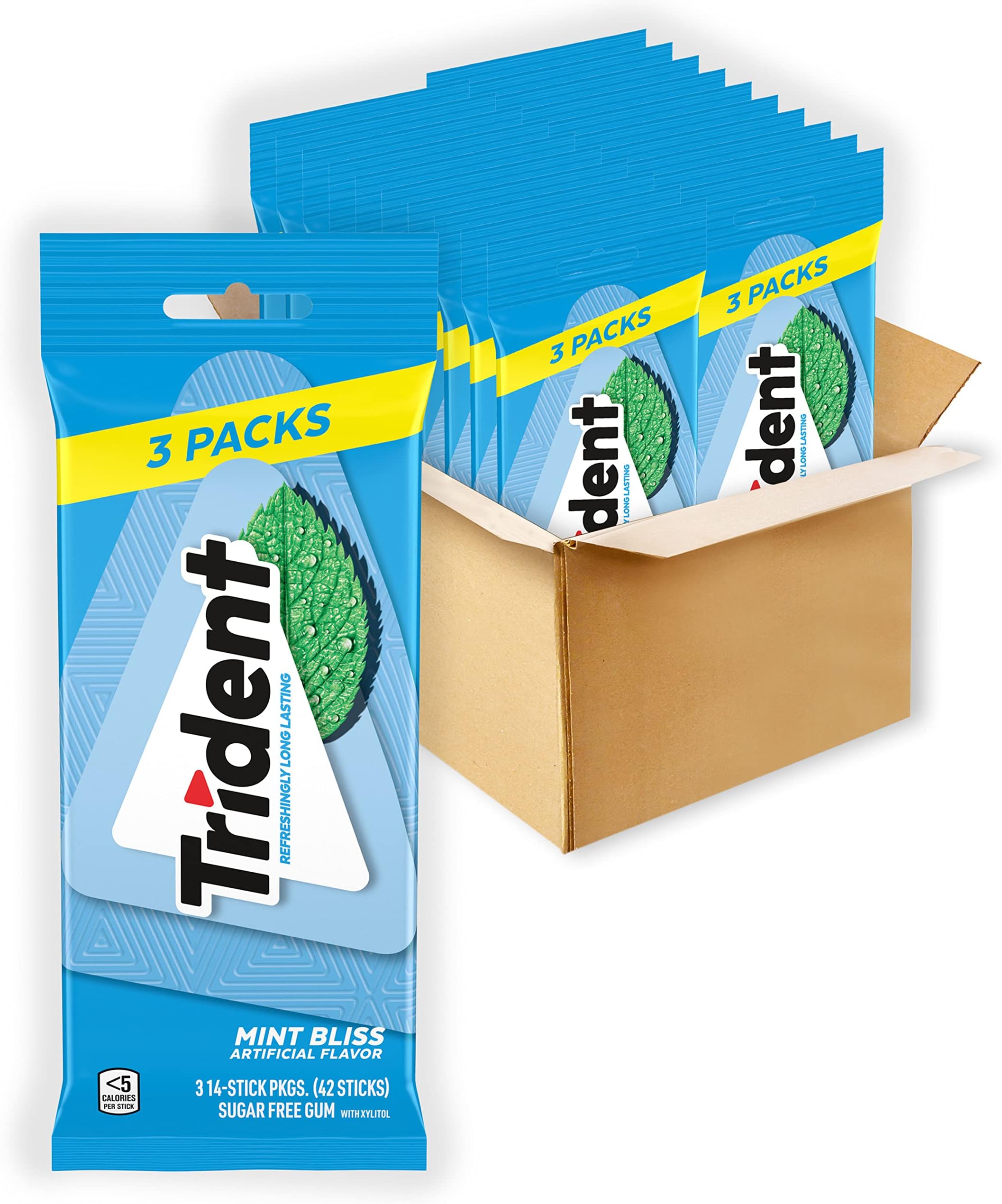 Amazon.com : Trident Mega Bubblegum Sugar-Free Chewing Gum, 9 Packs of ...