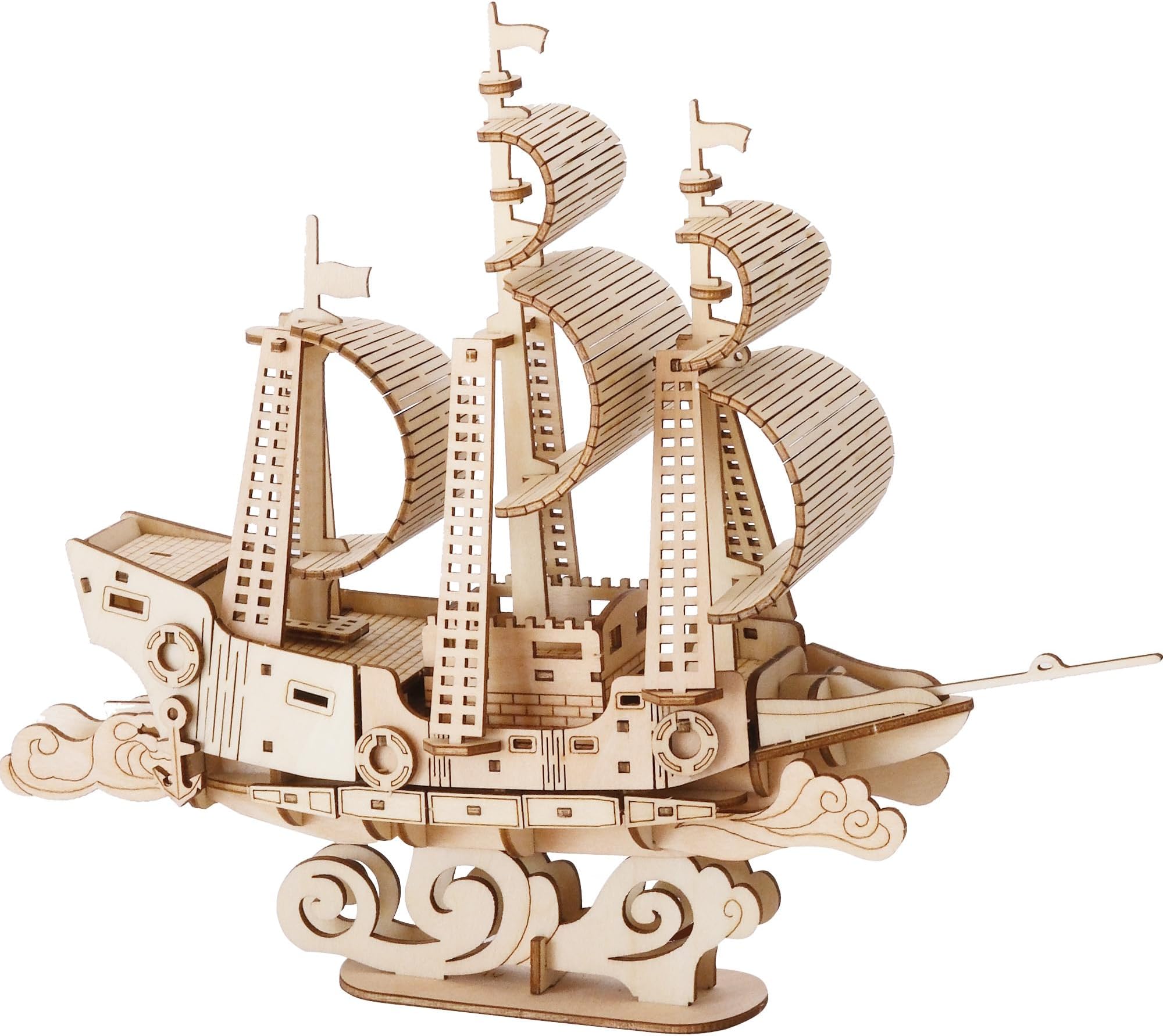 Suerte 3D Wooden Puzzles Model Boat Kit to Build for Adults Model Ship ...