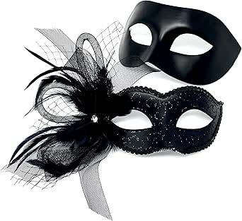 Amazon.com: STORM BUY Couple Masquerade Masks Men Women Venetian Mardi ...