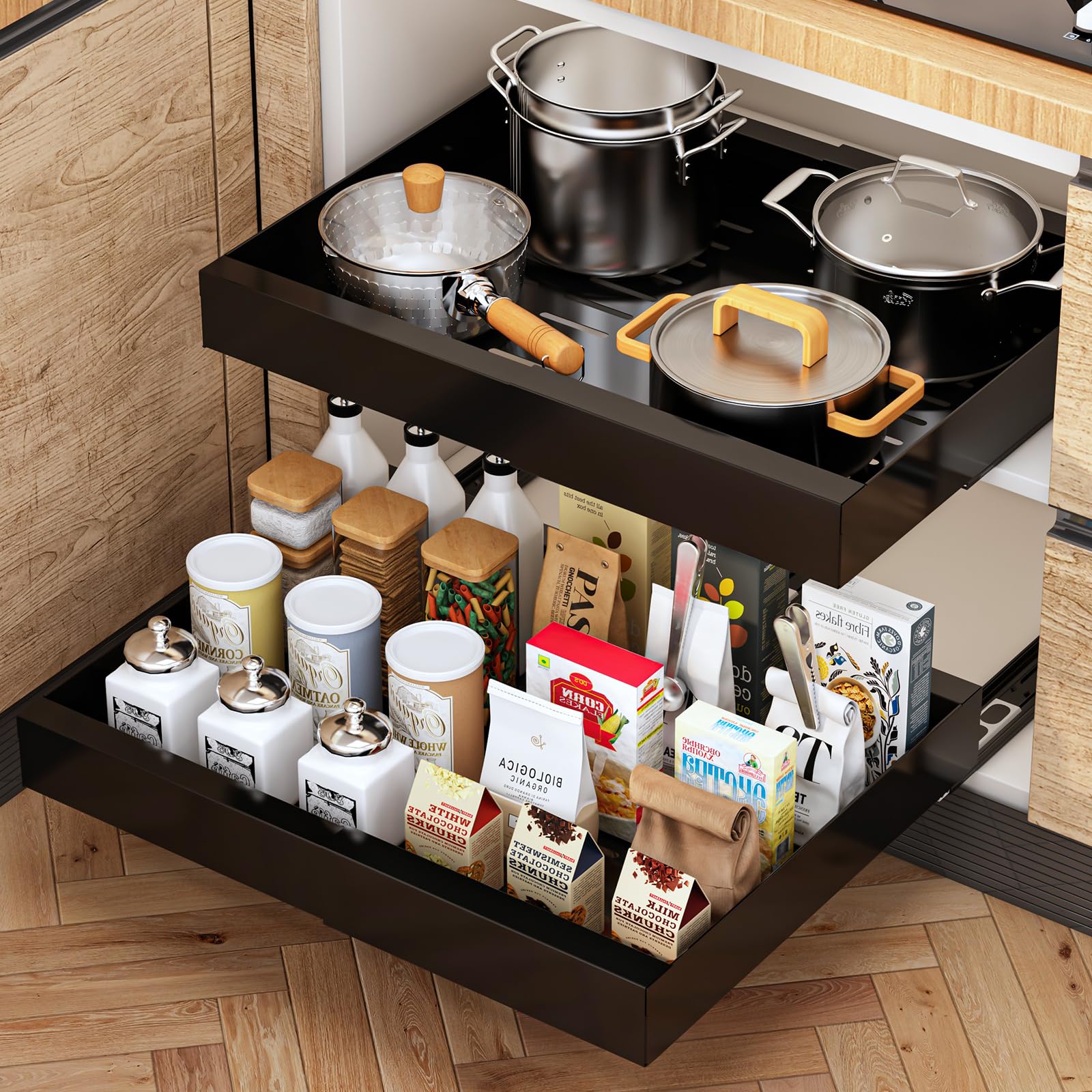 Amazon.com: Pull out Cabinet Organizer,Slide out Drawer with 3 Rails,16 ...