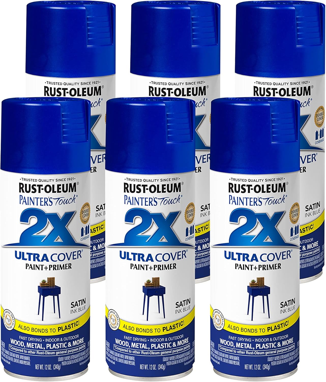 Rust-Oleum 314754-6 PK Painter's Touch 2X Ultra Cover, 6 Pack, Satin ...