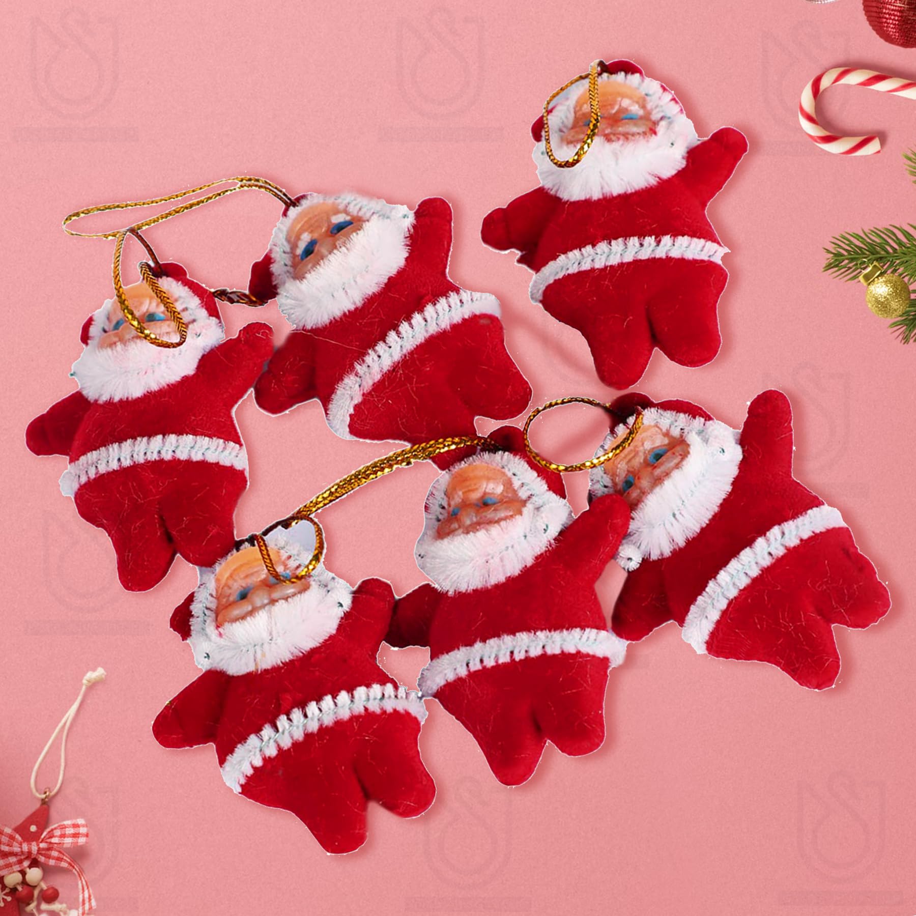 Buy UrbanShilp 12 Piece Red Mini Santa Claus for Christmas Tree ...