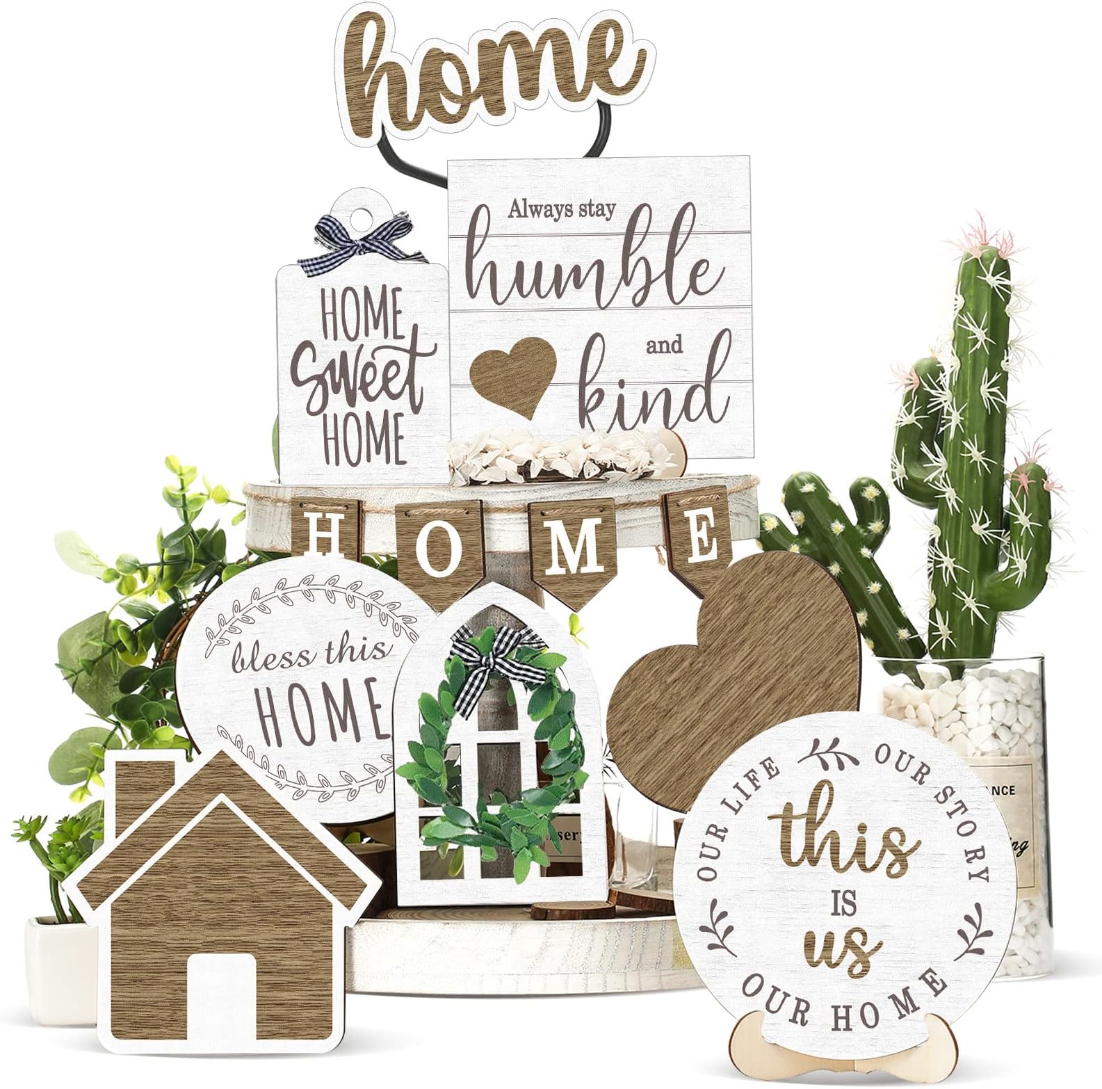 Amazon.com : 10 Pcs Farmhouse Tiered Tray Decor Farmhouse Home Decor ...