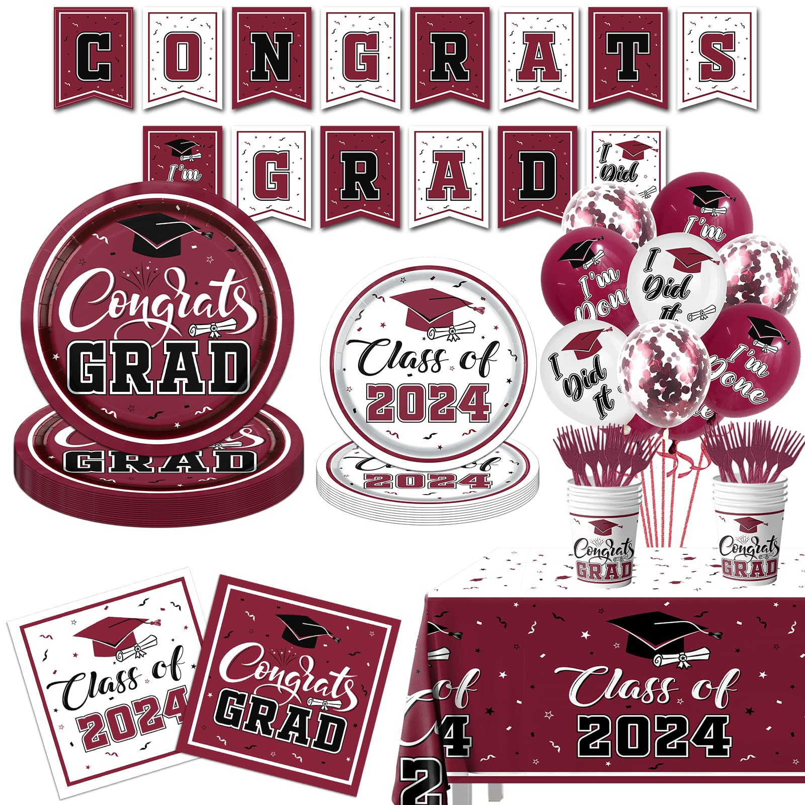 Snapklik.com : Graduation Party Decorations 2024 Maroon Graduation ...